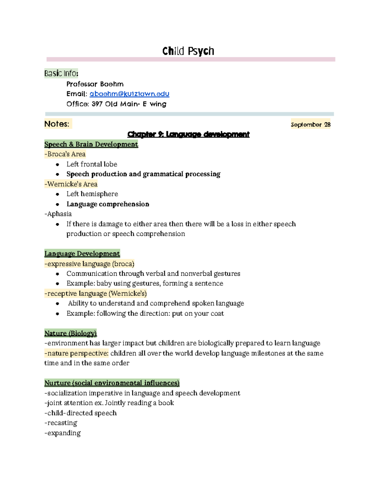 Child Psych Notes Pt. 3 - Cil Pyh Bac In: Professor Boehm Email:aboehm ...