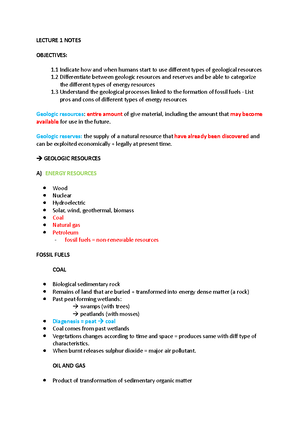 EART1104 week 1 - week 1 lecture notes - EART1104 week 1 Earth’s ...