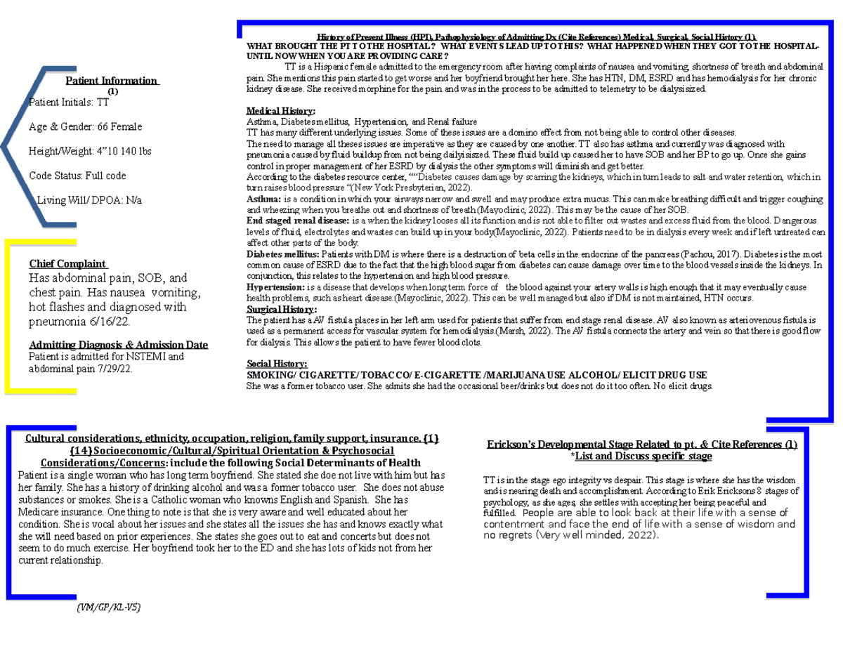 Nursing map 211 - concept map - History of Present Illness (HPI ...