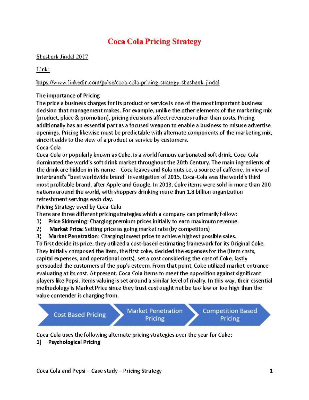 Coca Cola and Pepsi Pricing Strategy - Coca Cola Pricing Strategy ...