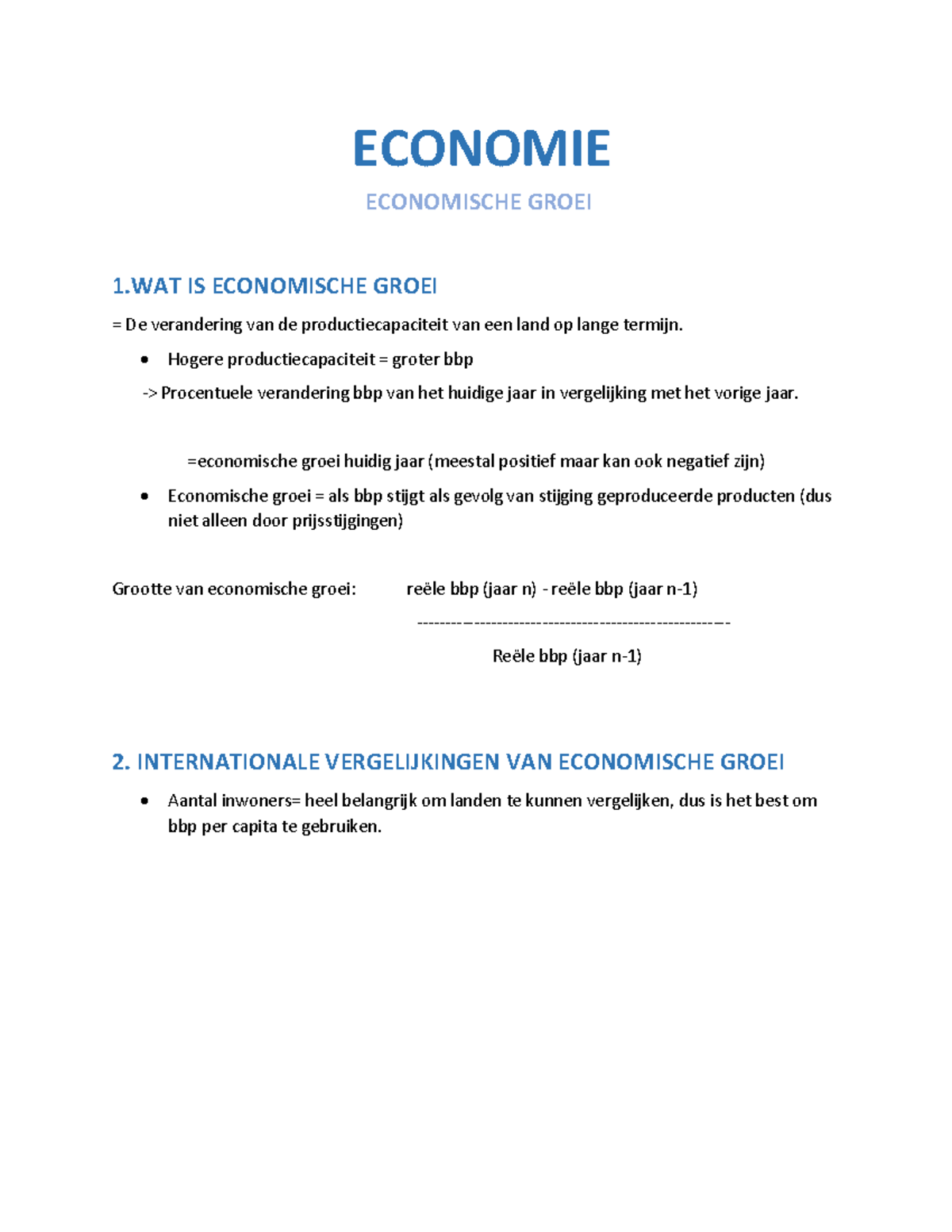 Economie: samenvatting: economische groei - ECONOMIE ECONOMISCHE GROEI ...