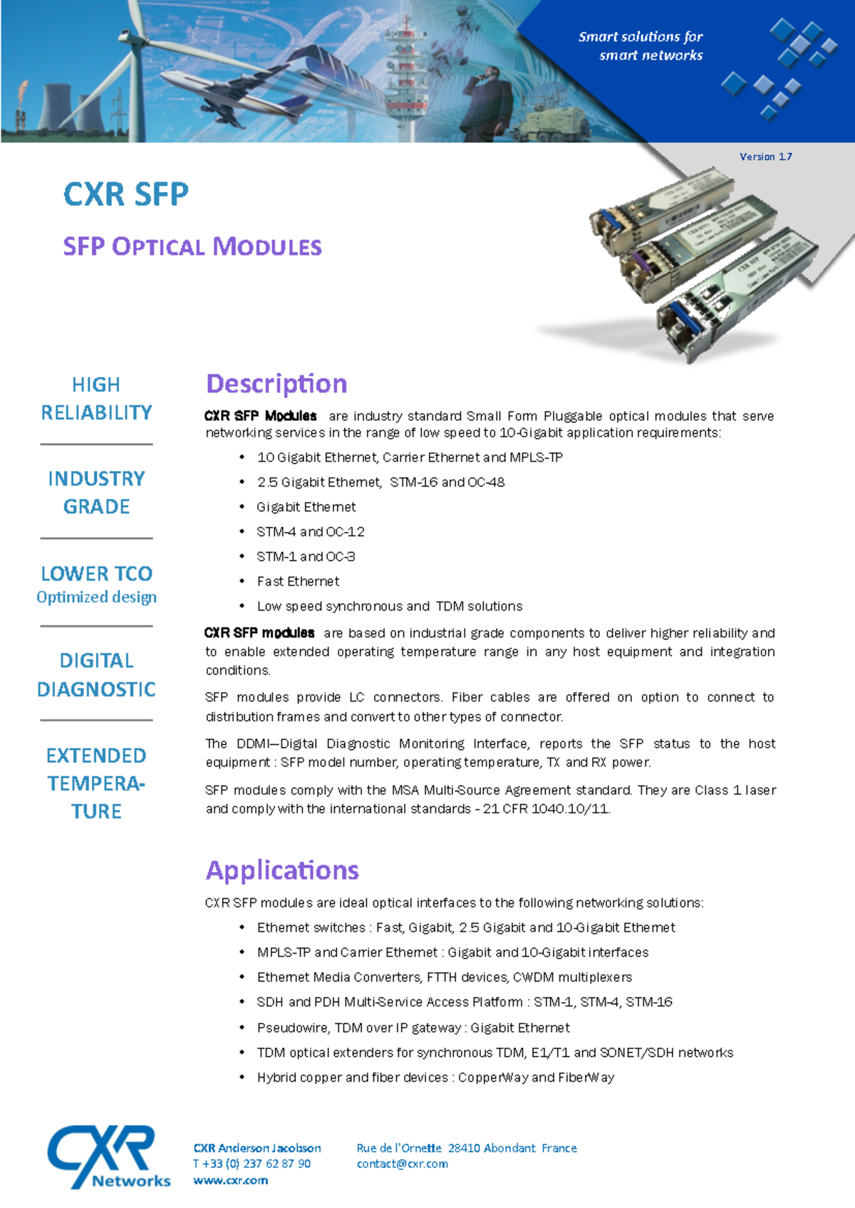 Sfp modules uk - It's about SFP - Description CXR SFP Modules are ...