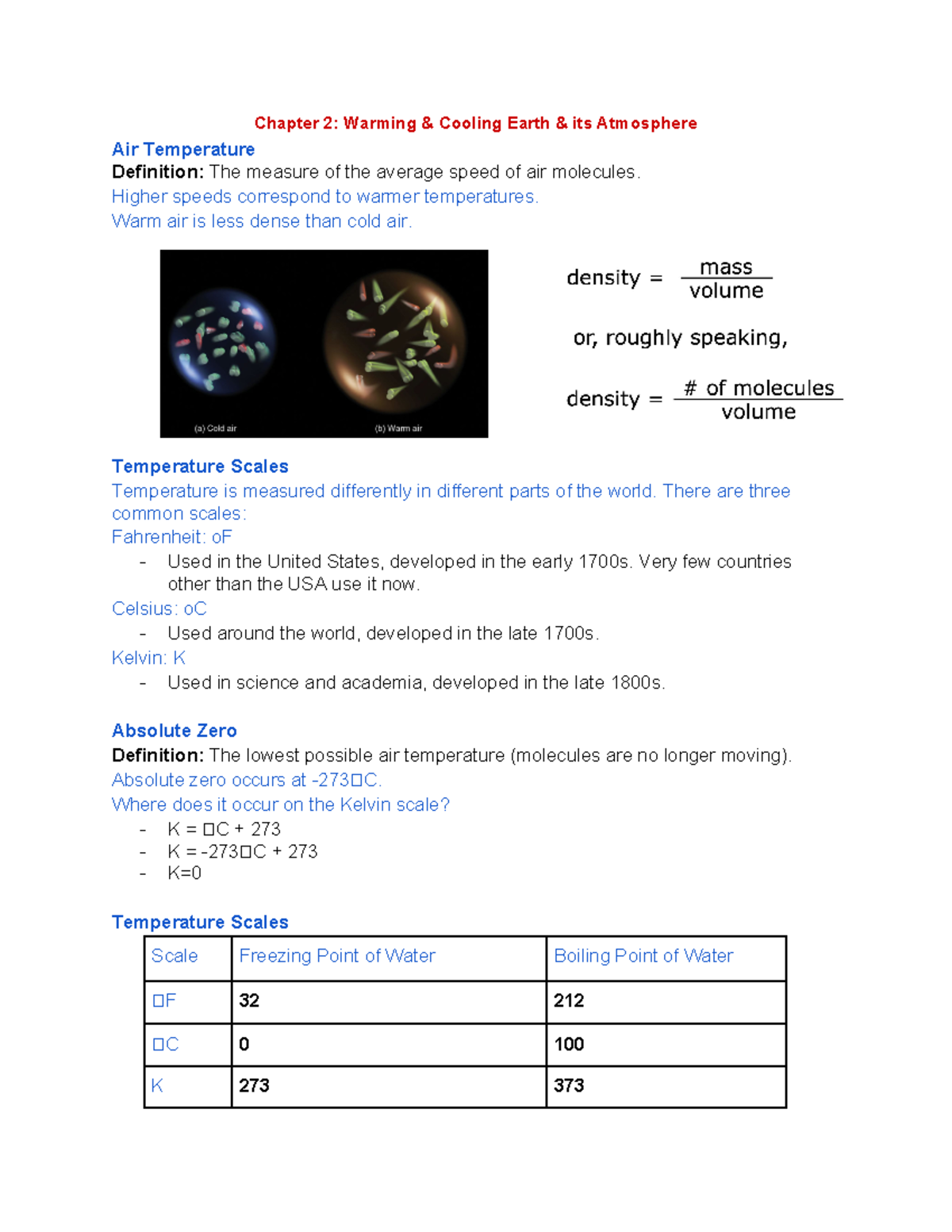AMAC Lesson 2 - Lecture notes 2,3,4 - Chapter 2: Warming & Cooling ...