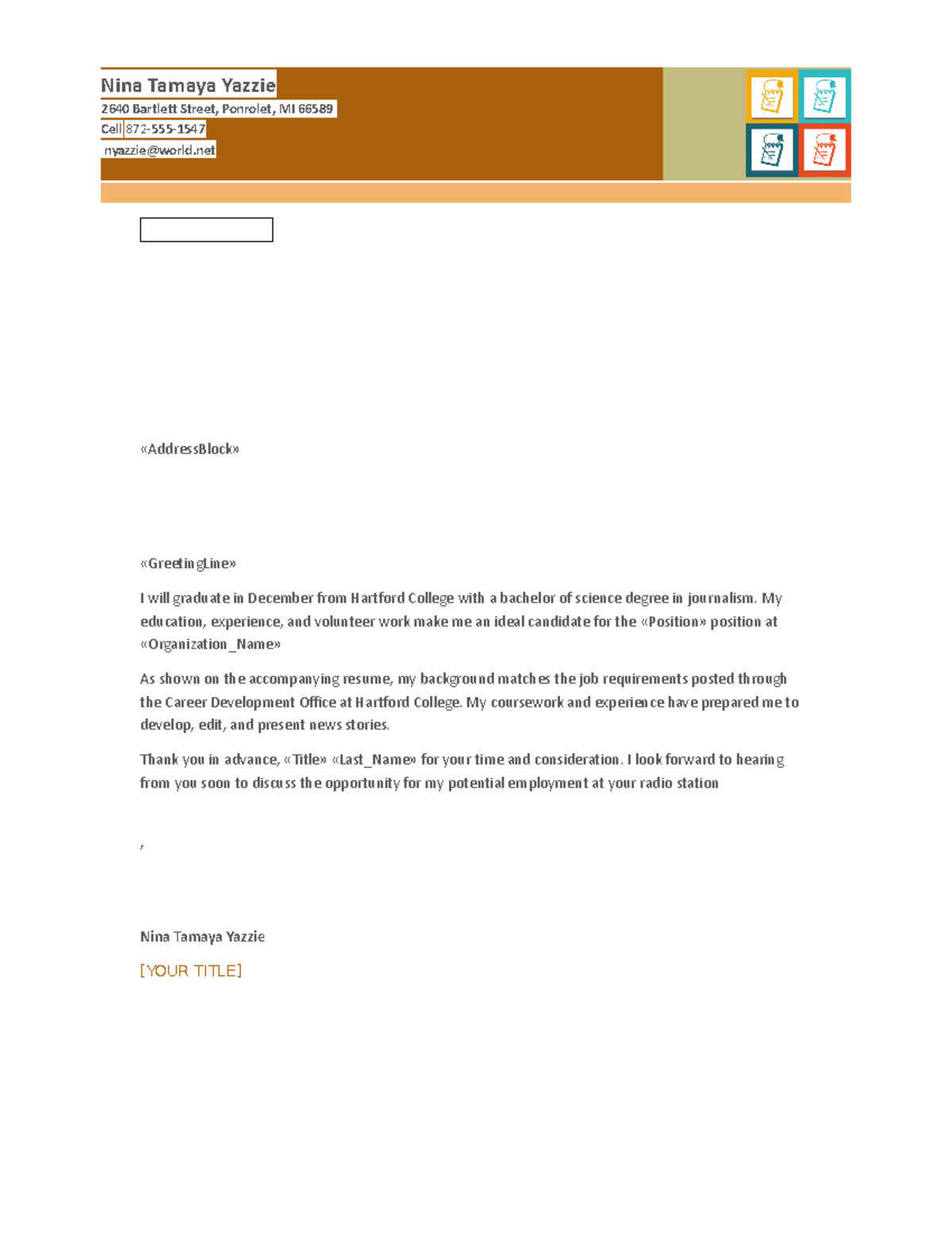Yazzie cover letter - asm - «AddressBlock» «GreetingLine» I will ...