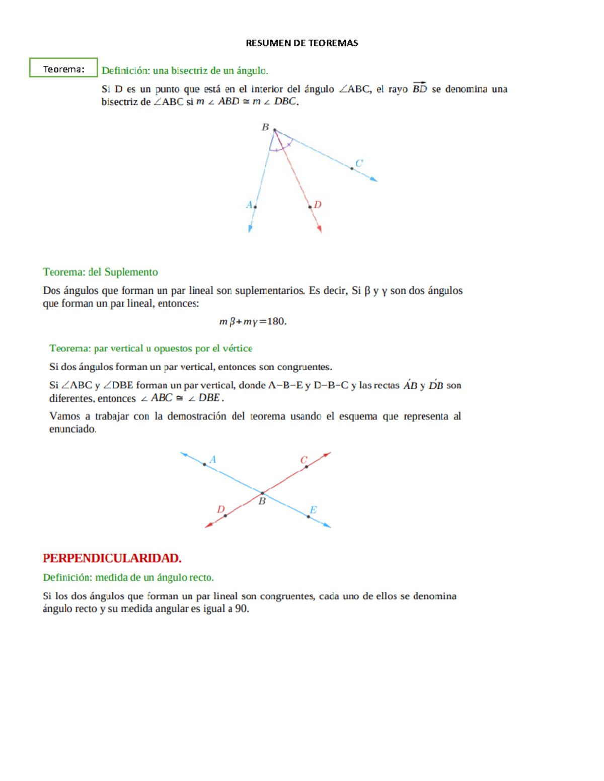 Resumen DE Teoremas - geometria y trigonometria - RESUMEN DE TEOREMAS ...