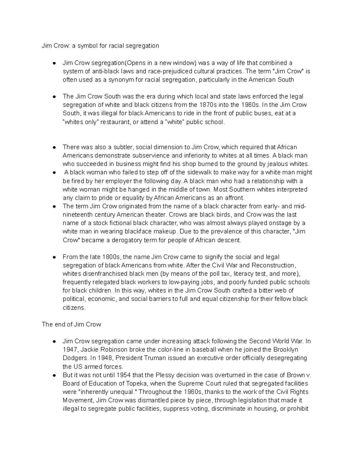 Jim crow system and Naacp-1. Civil Rights Movement - History of the USA ...