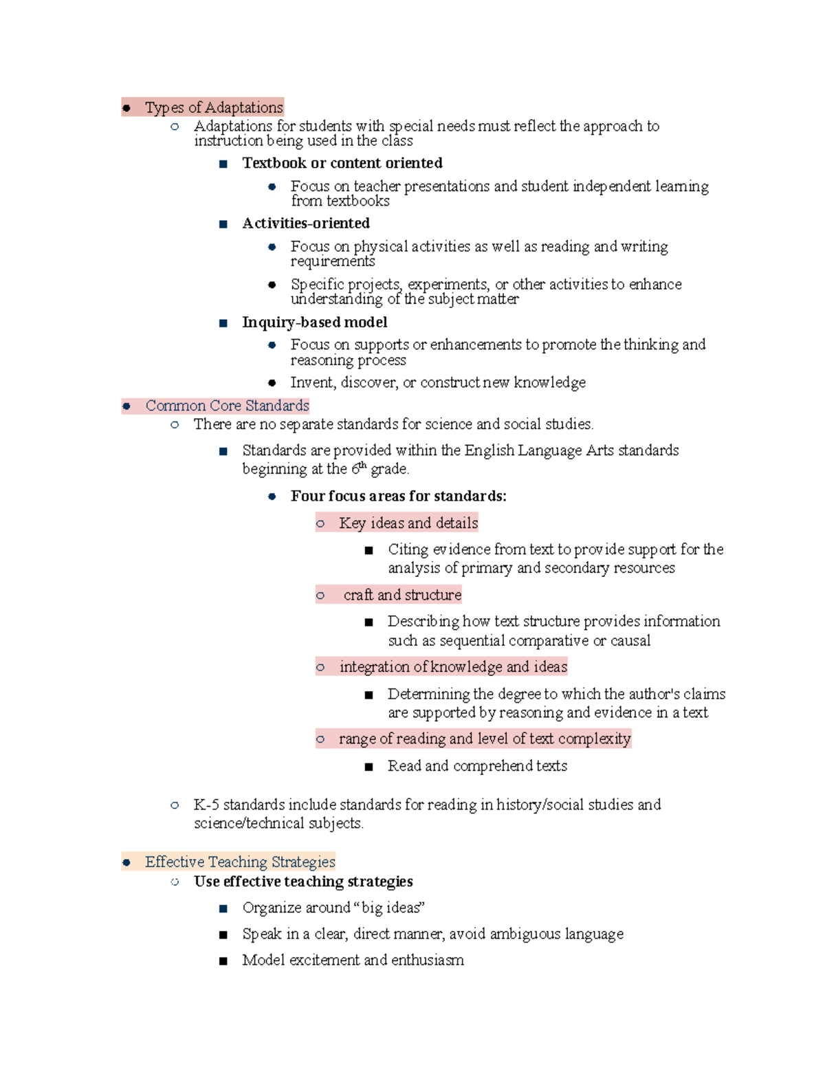 Science and Social Studies, and Transitions Chapter 15 Notes - Types of ...
