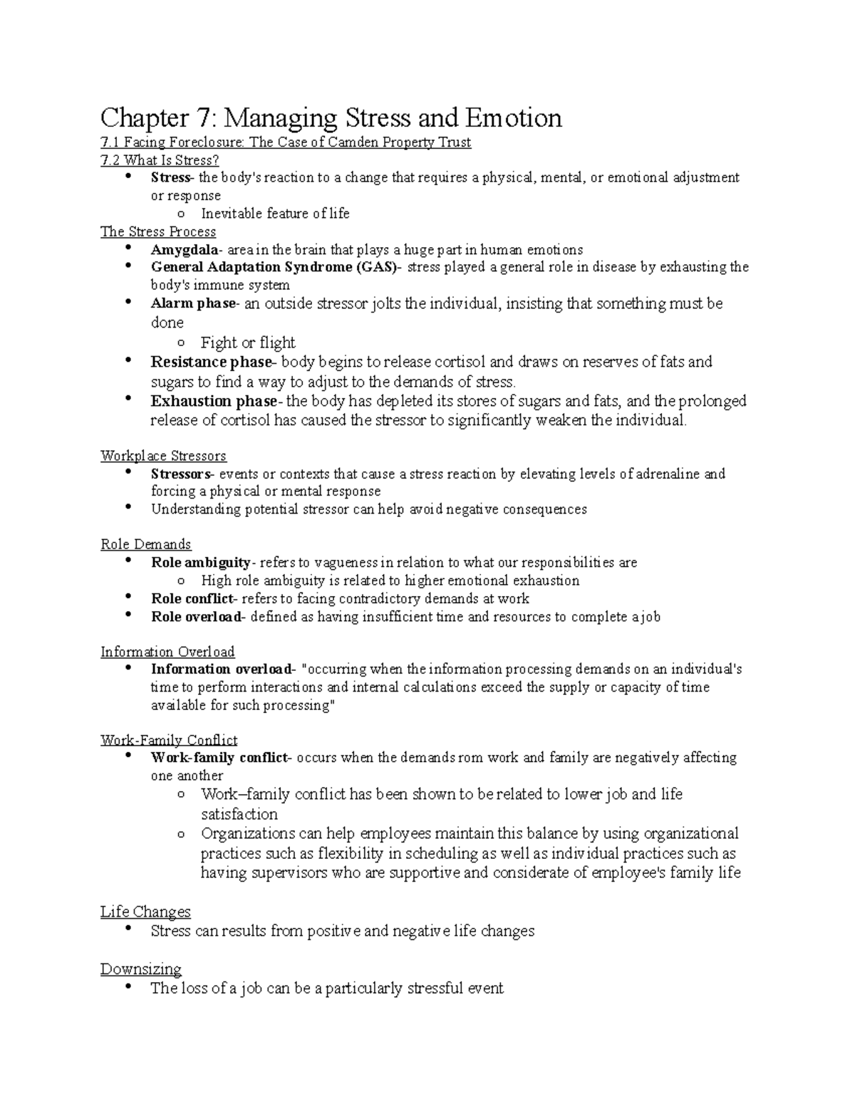 Chapter 7 MGT - Chapter 7: Managing Stress and Emotion 7 Facing ...