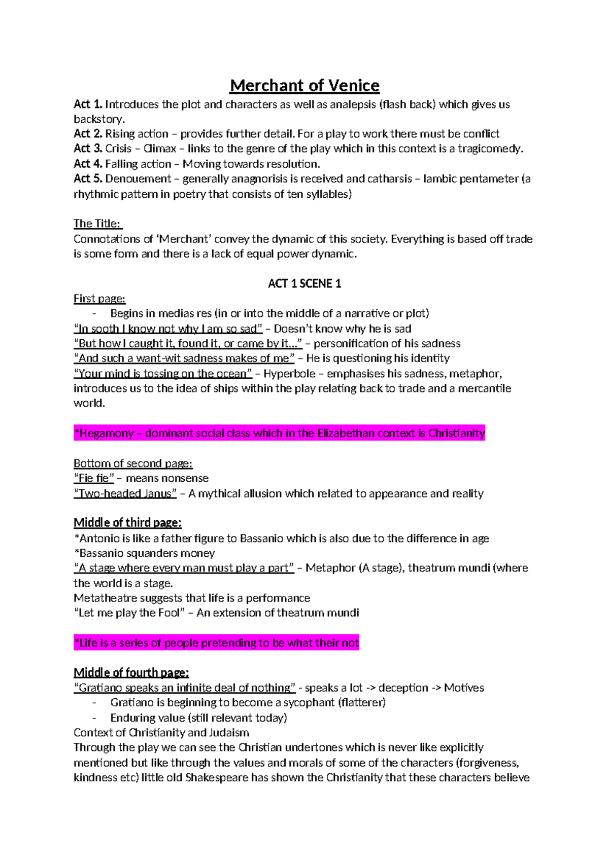 The Merchant Of Venice - Merchant of Venice Act 1. Introduces the plot ...