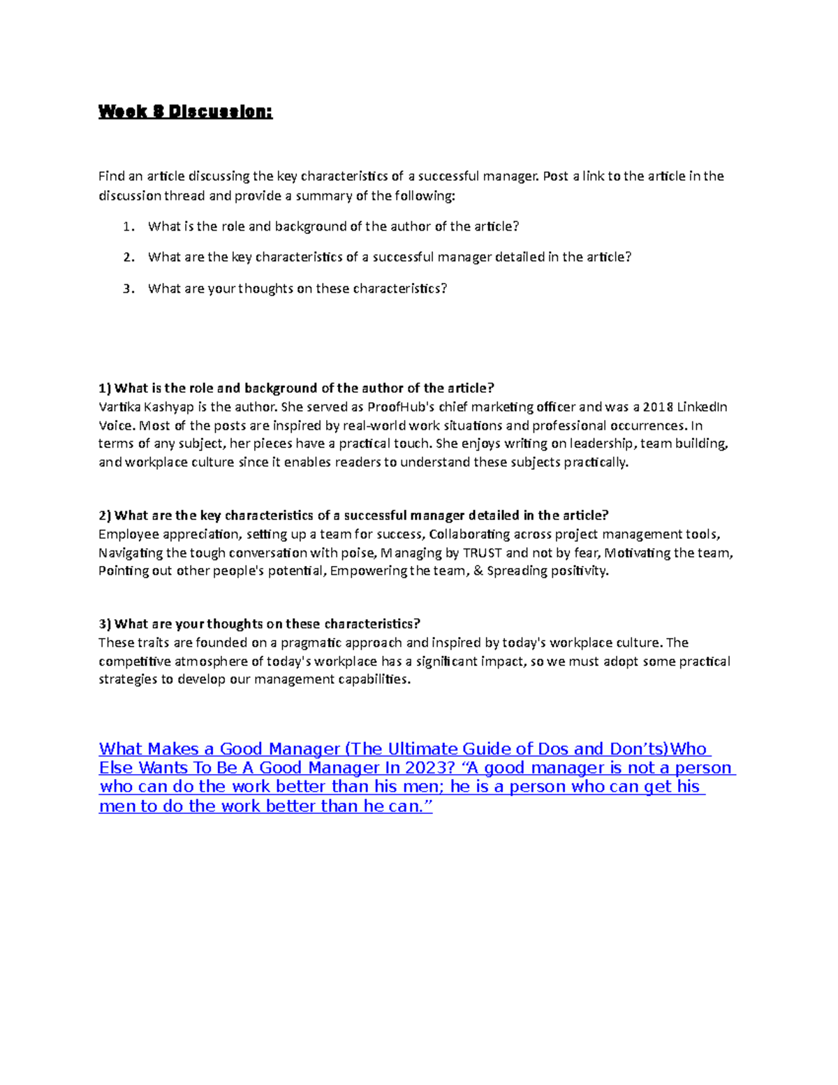 Week 8 Discussion - Instructor - Kathleen Thompson - Week 8 Discussion: Find an article ...