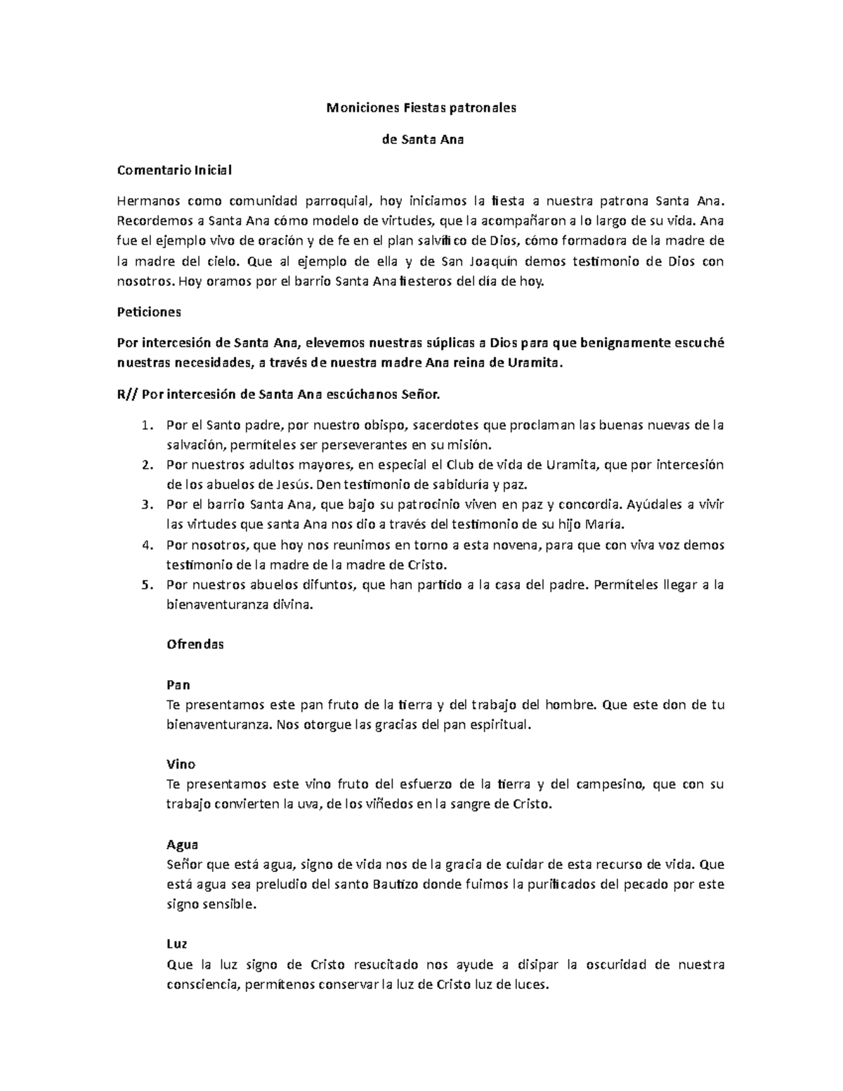 Moniciones Santa Ana - Resúmen - Moniciones Fiestas patronales de Santa ...