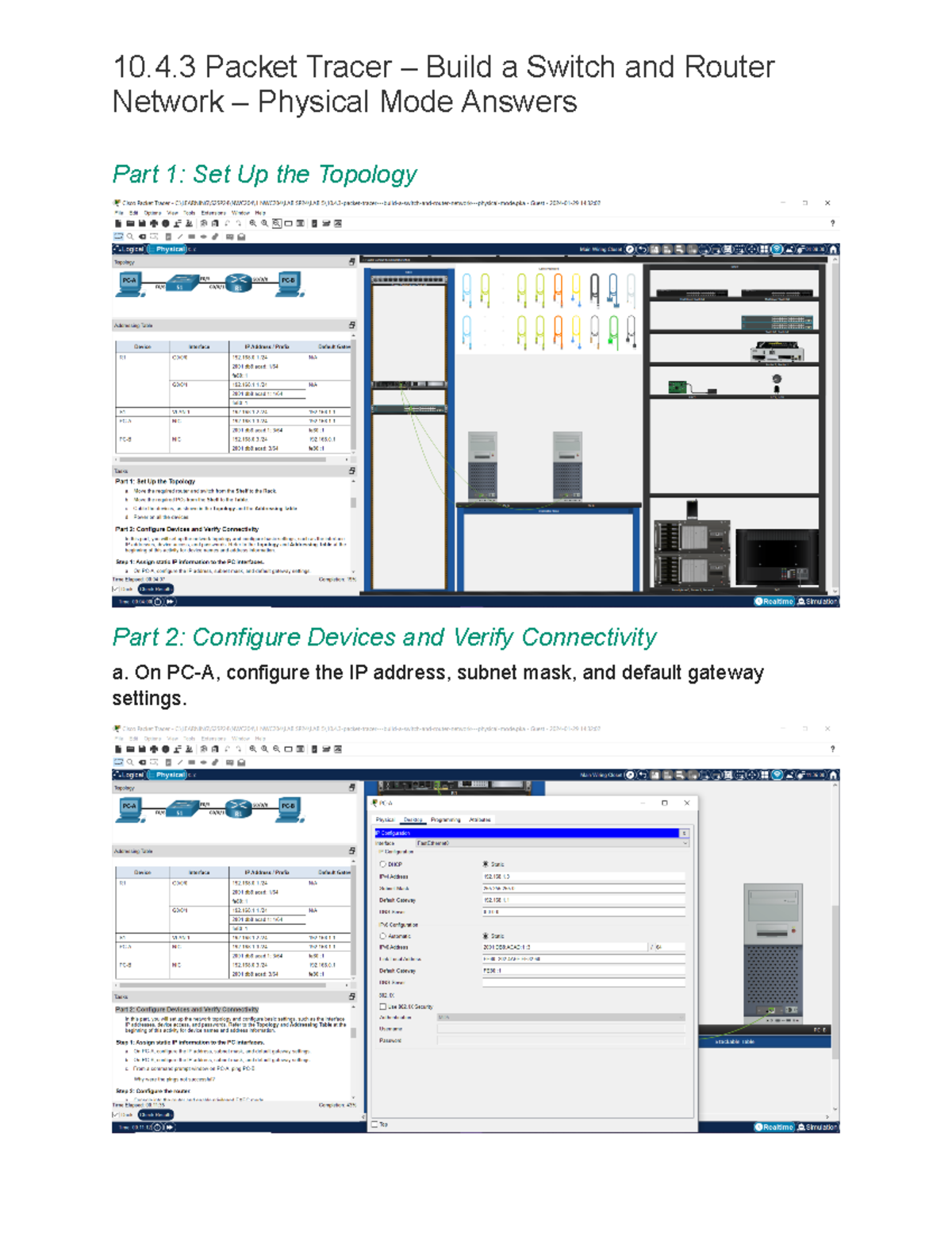 1043 Packet Tracer Build A Switch And Router Network Physical Mode 10 3 Packet Tracer