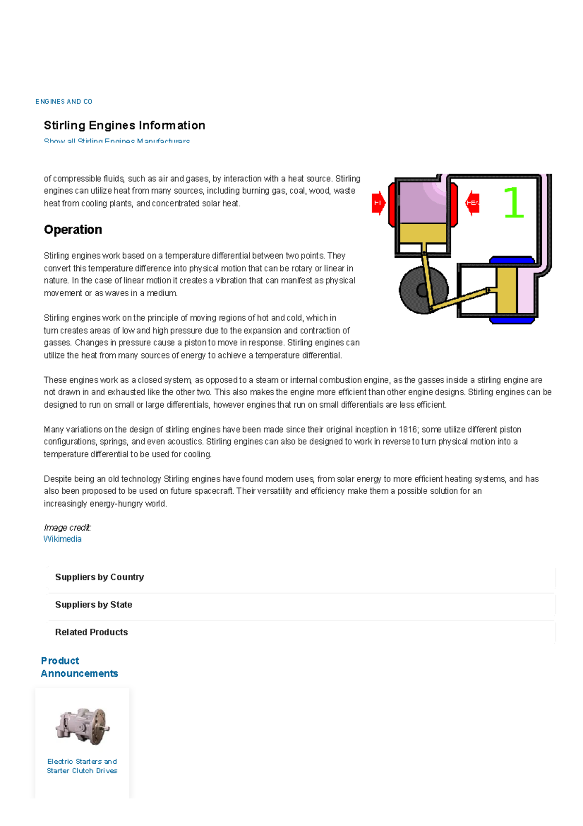 Stirling Engines Selection Guide Types, Features, Applications Global ...