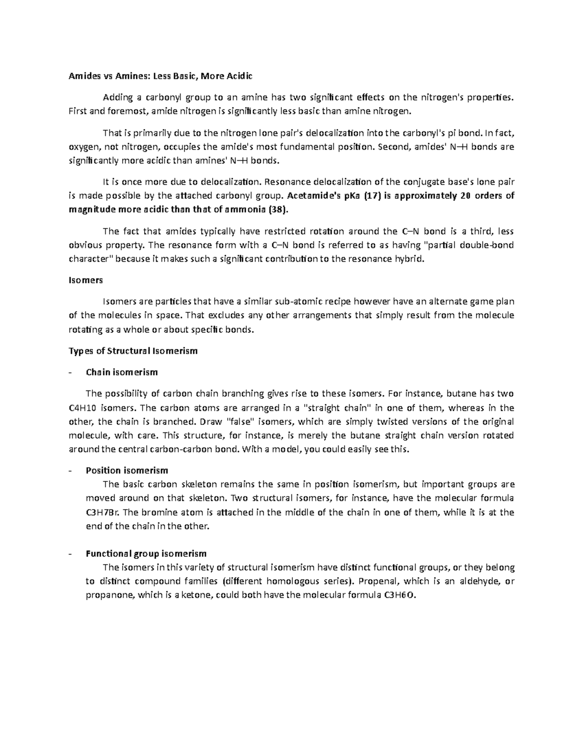 Isomers and Polymers - Amides vs Amines: Less Basic, More Acidic Adding ...