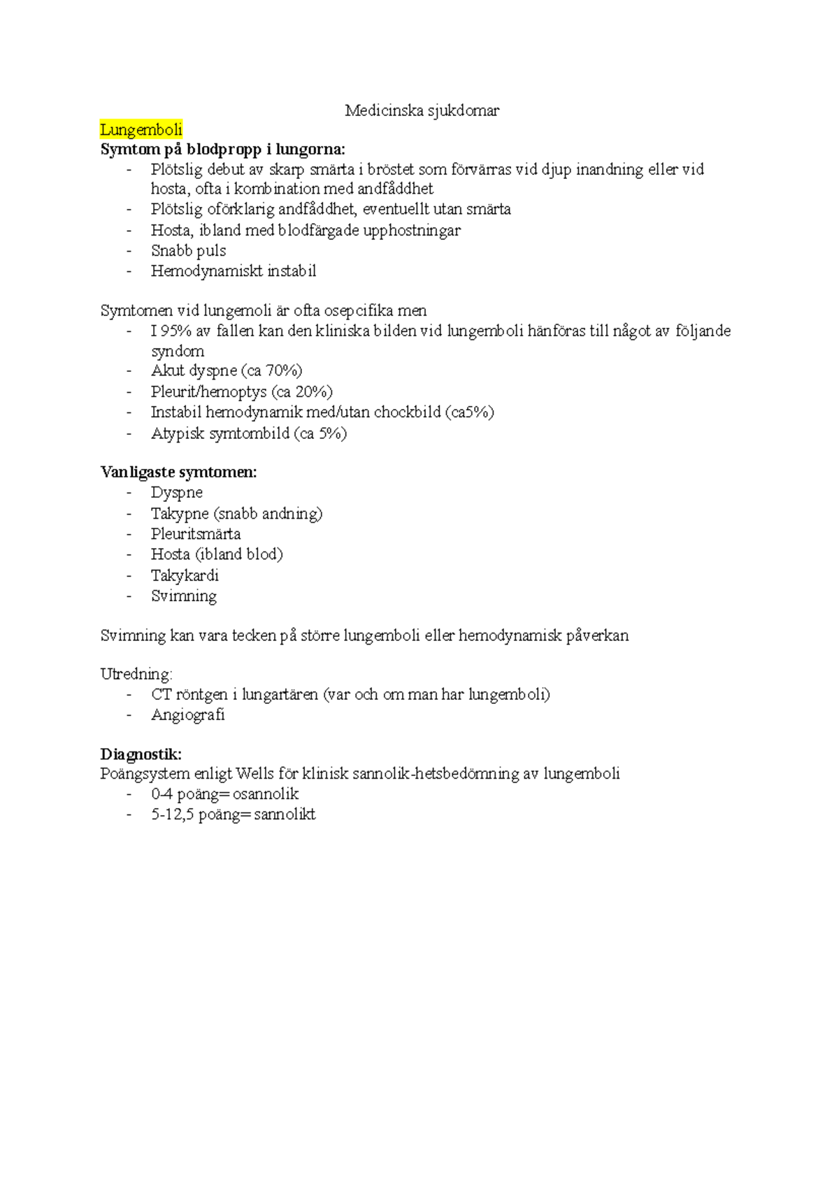 Medicinska sjukdomar - OMG003 - StuDocu