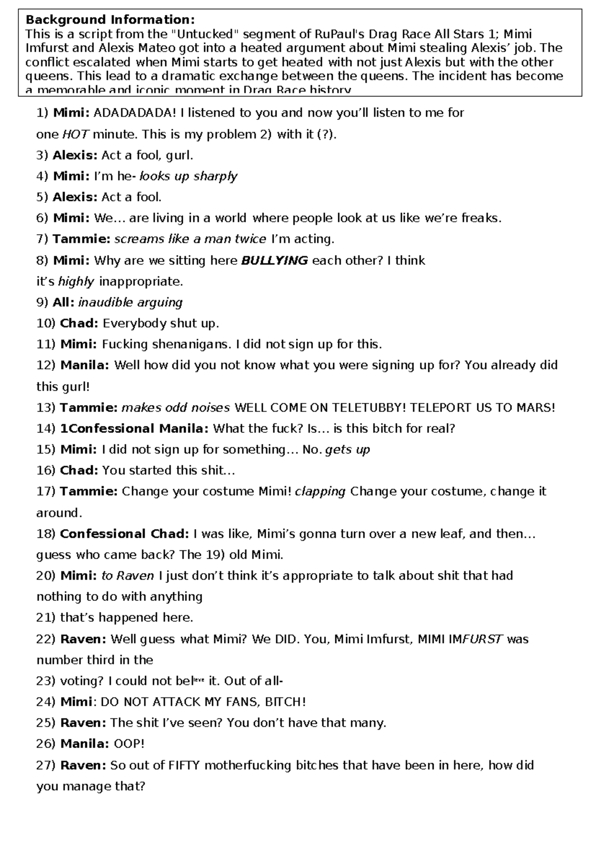 Text types - English Language Transcript - 1 Mimi: ADADADADA! I ...