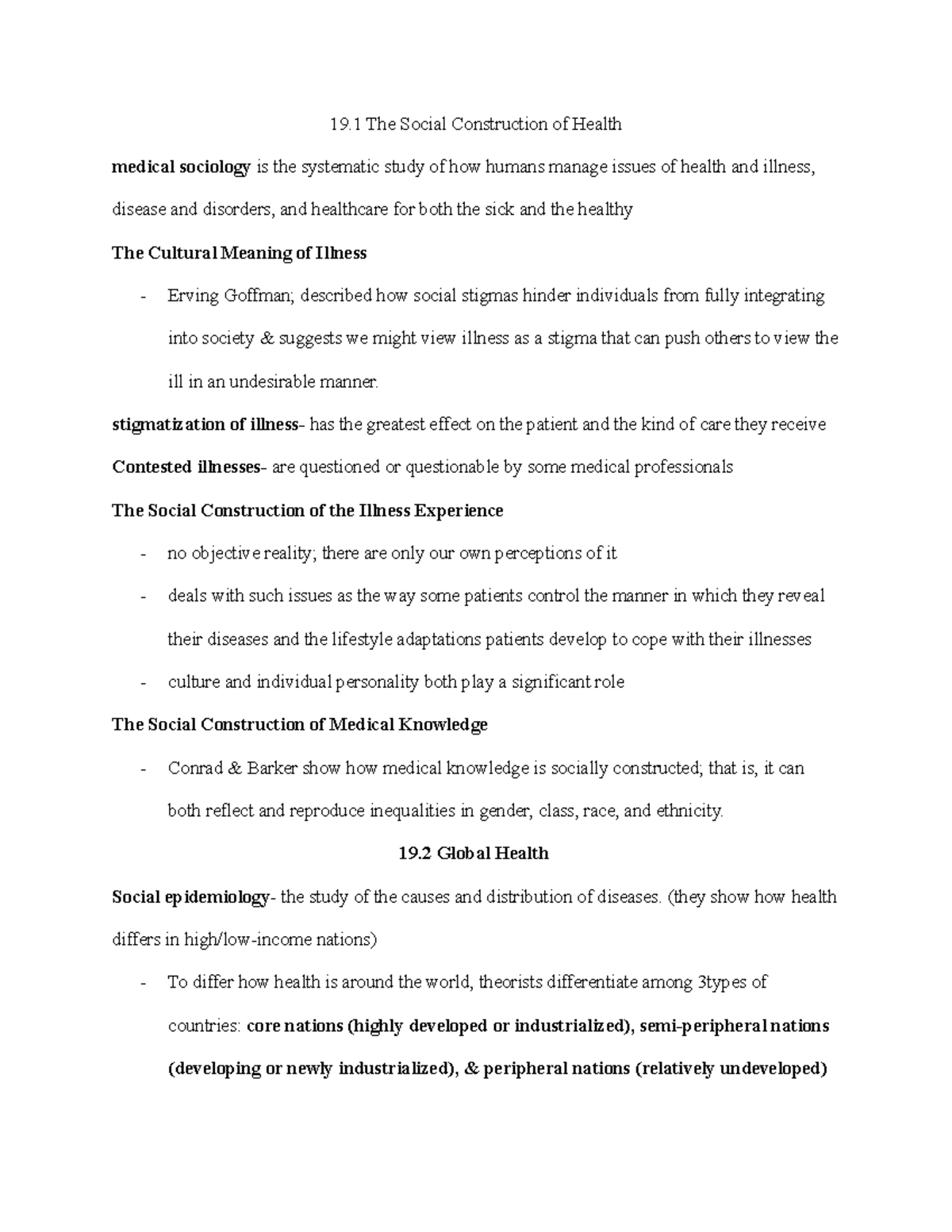 Ch.19 Sociology - 19 The Social Construction of Health medical ...
