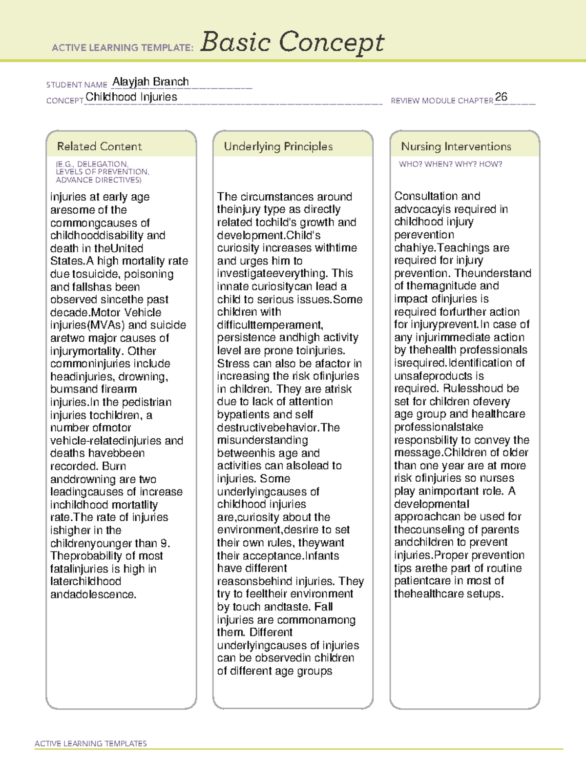 Basic Concept pediatric ati - NURS 140 - ACTIVE LEARNING TEMPLATES ...