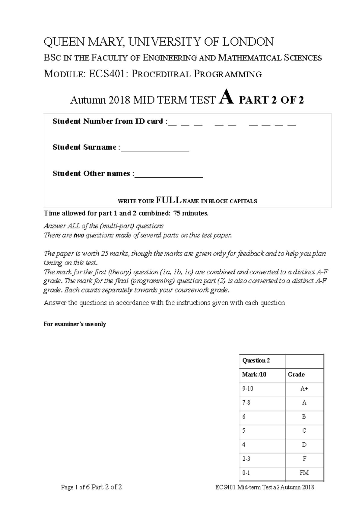 ECS401 Mid Term 2018 a1 part 2 - ECS401U - QMUL - Studocu