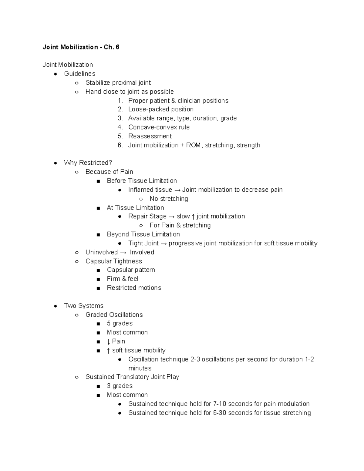 4.3 Joint Mobilization - Ch. 6 - Joint Mobilization - Ch. 6 Joint ...