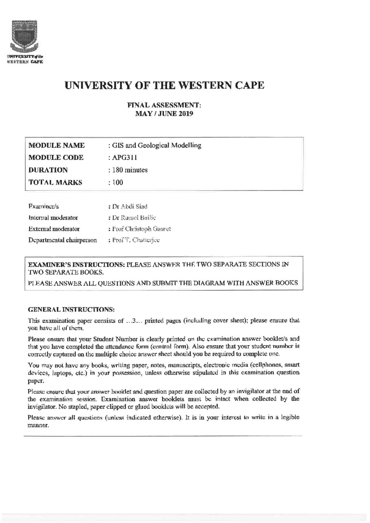 APG311 2019 06 F - This is a past exam paper from UWC 2018 - apg312 ...