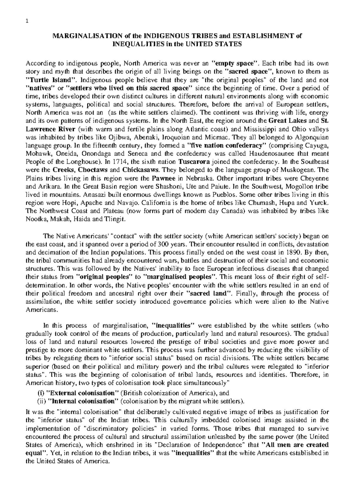 Ho USA-1. Marginalisation of the Native Americans @ English ...