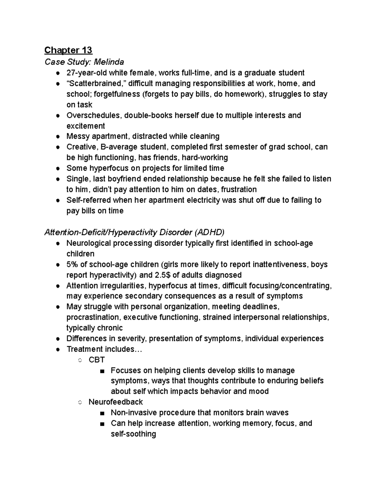Treatment in Clinical Counseling Ch. 13 - Chapter 13 Case Study ...