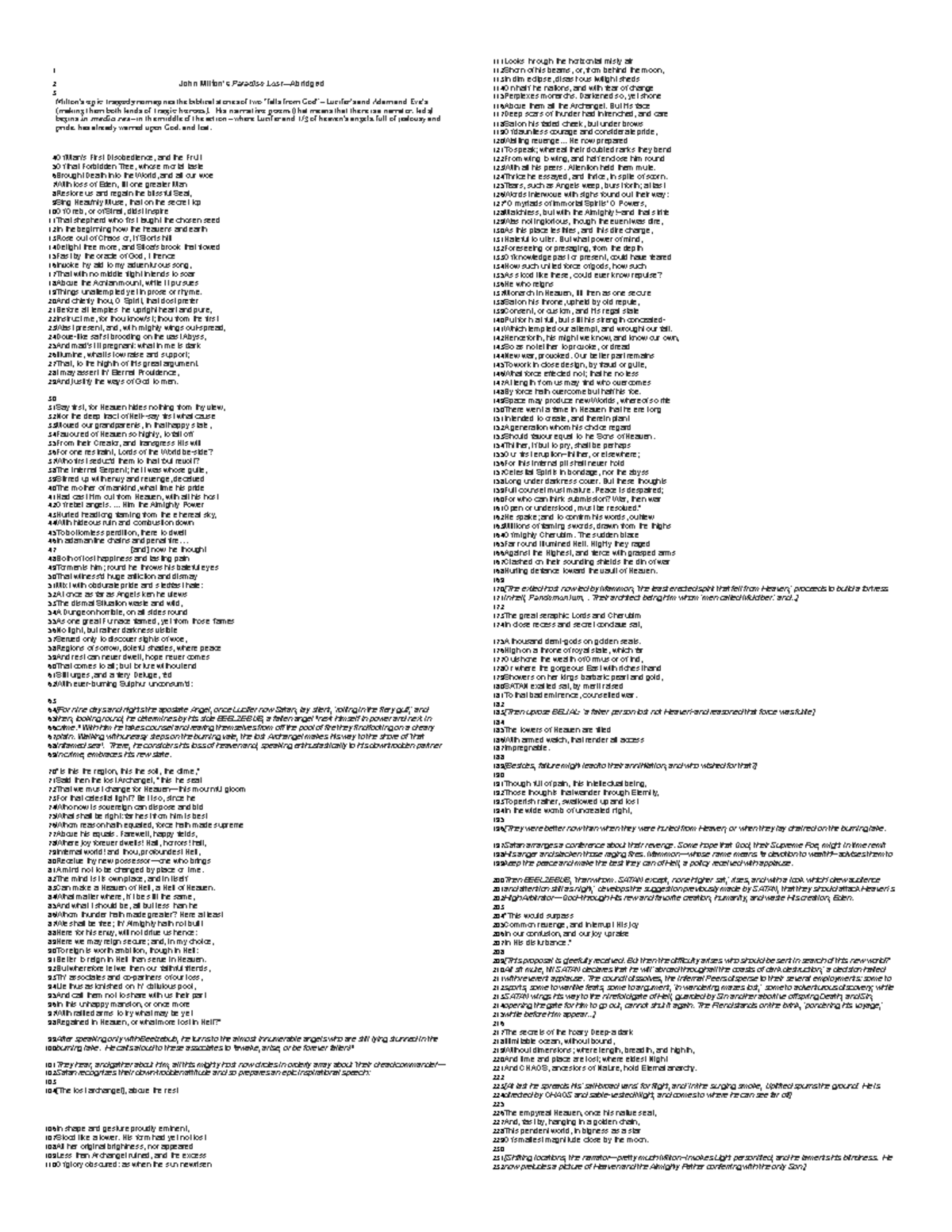 Paradise Lost Abridged (3) - John Milton’s Paradise Lost —Abridged ...