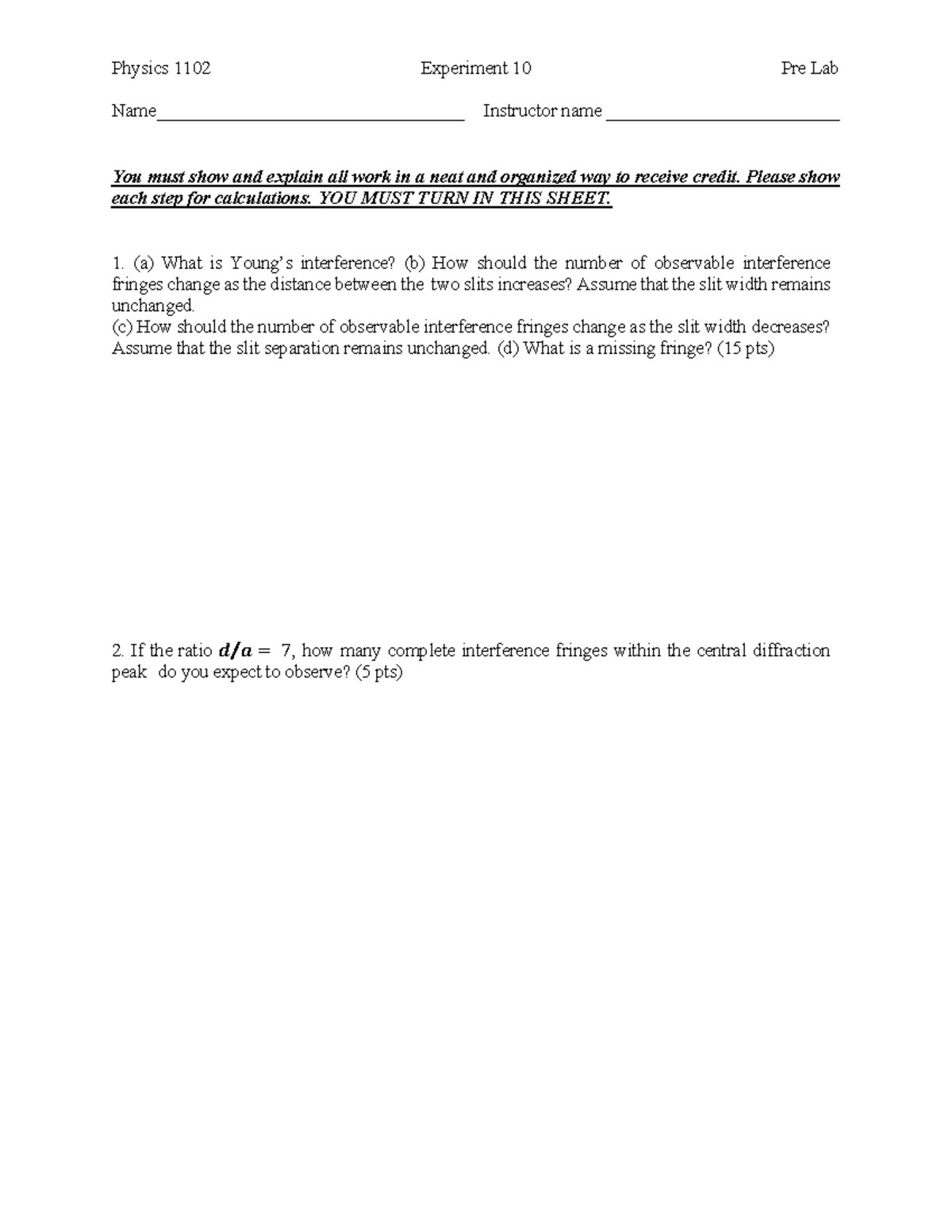 Physics 1102 - Lab 10 2015 - Physics 1102 Experiment 10 Name