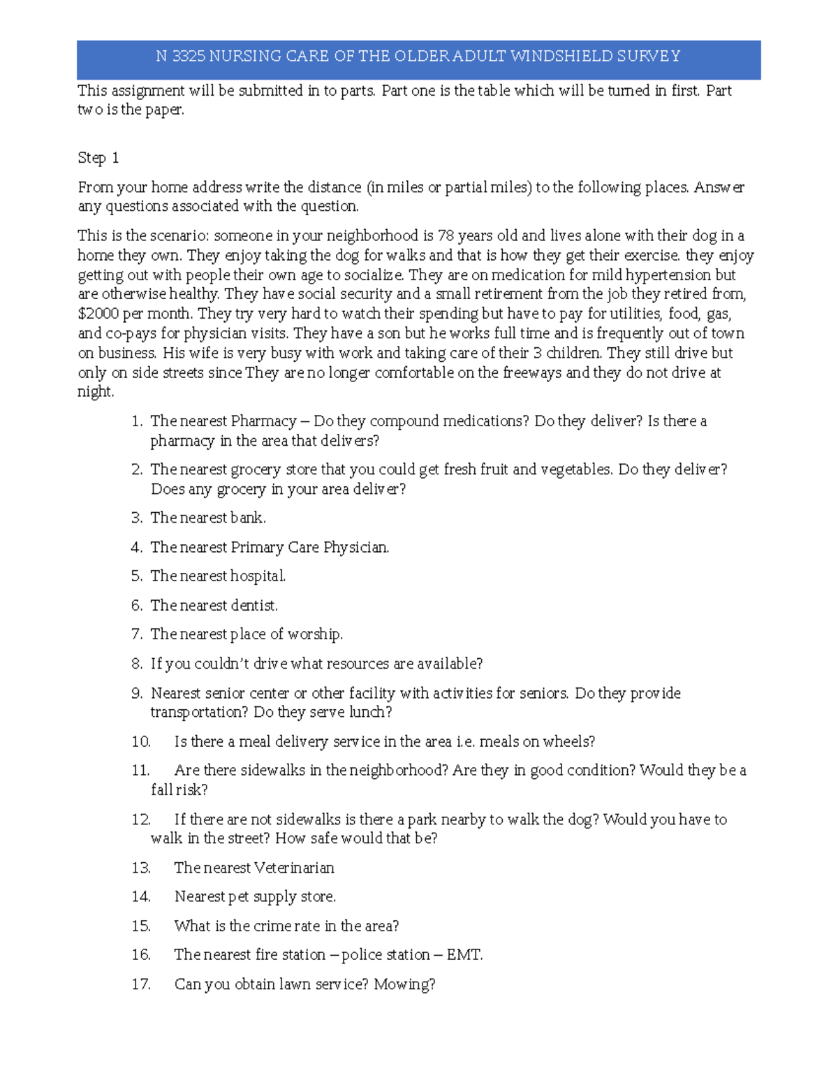 Windshield Survey Revised 3325 N 3325 NURSING CARE OF THE OLDER ADULT windshield-survey-revised-3325-n-3325-nursing-care-of-the-older-adult