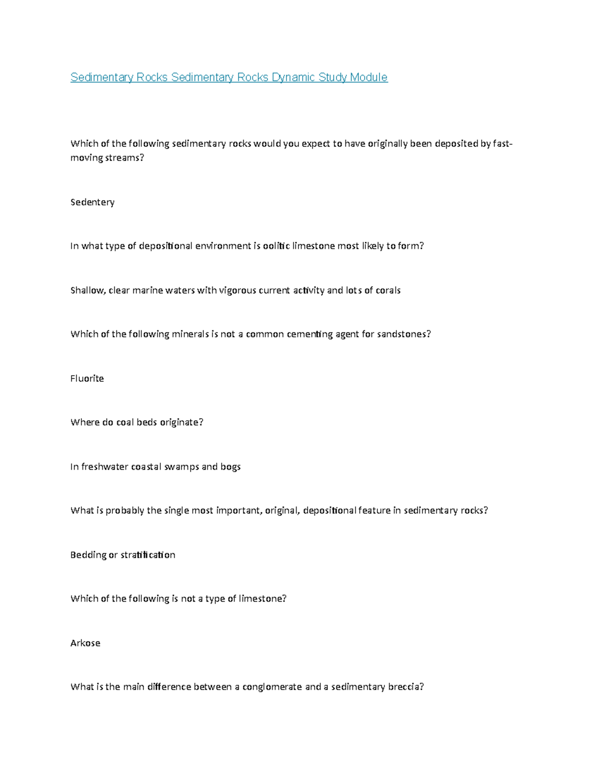 Sedimentary Rocks Sedimentary Rocks Dynamic Study Module - What ...