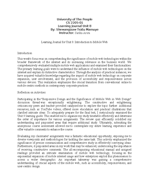 BUS1101-01 Learning Journal Unit 2 - University of The People BUS1101 ...