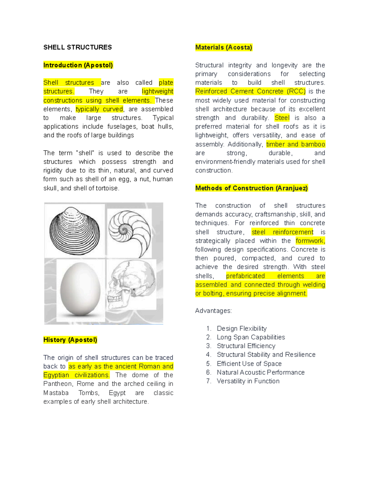 Shell- Structures- Overview - SHELL STRUCTURES Introduction (Apostol ...