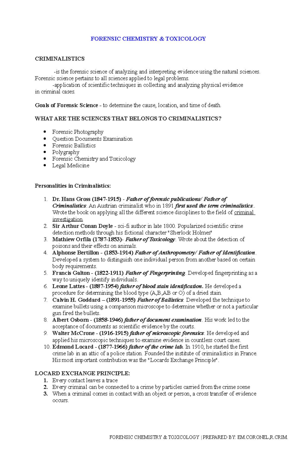 Forensic Chemistry and Toxicology Crimin - FORENSIC CHEMISTRY ...
