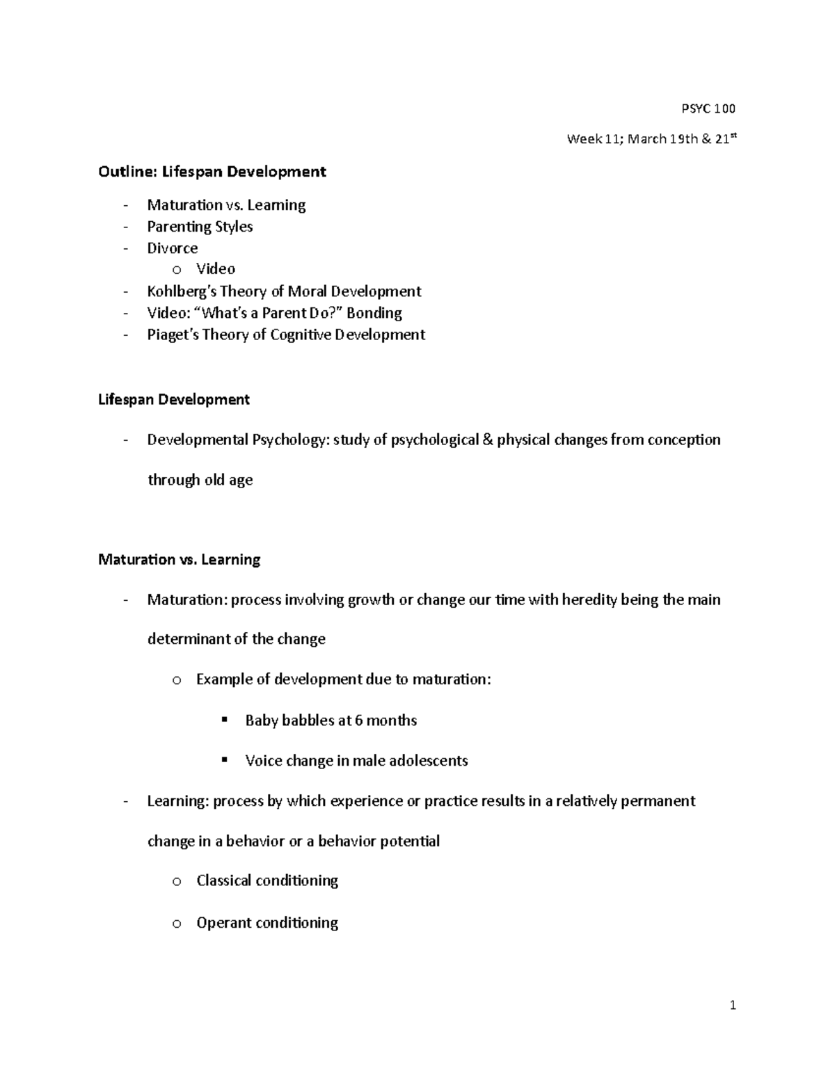 Chapter 3- Section 3 - PSYC 100 Week 11; March 19th & 21st Outline ...