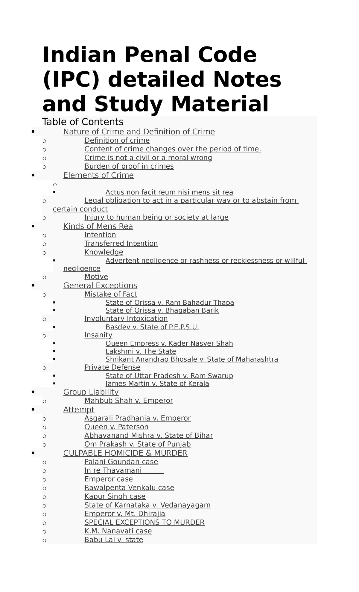 Indian Penal Code 1860 Notes For All Law Students And Legal