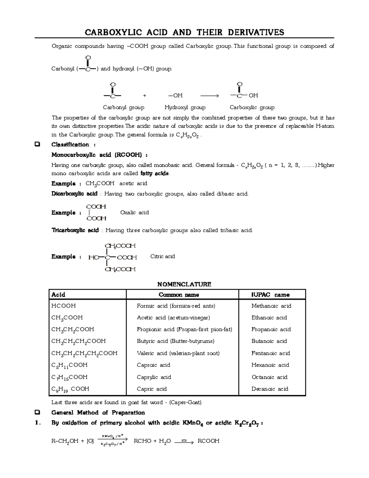 Carboxylic ACID AND Their Derivatives - CARBOXYLIC ACID AND THEIR ...