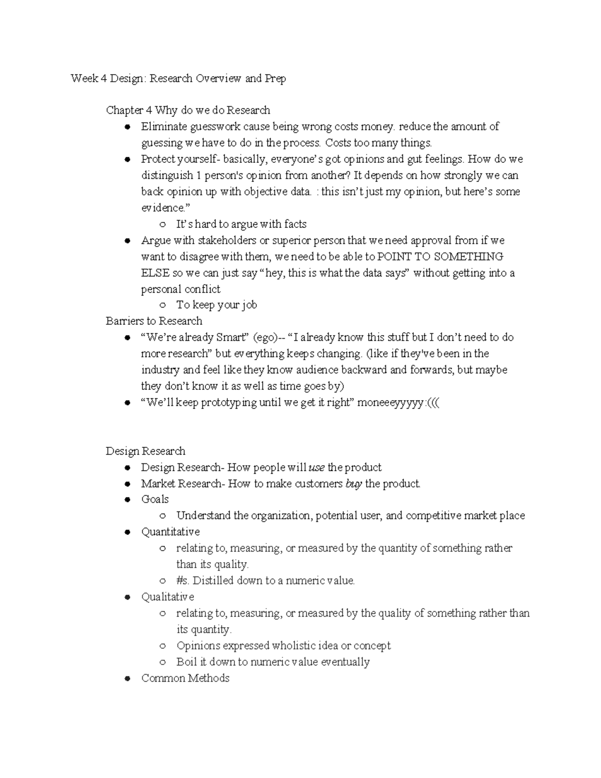 Week 4 Design Research Overview and Prep - reduce the amount of ...