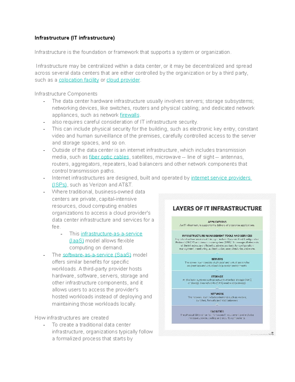 IDSC Topic 6 Notes - Infrastructure (IT infrastructure) Infrastructure ...