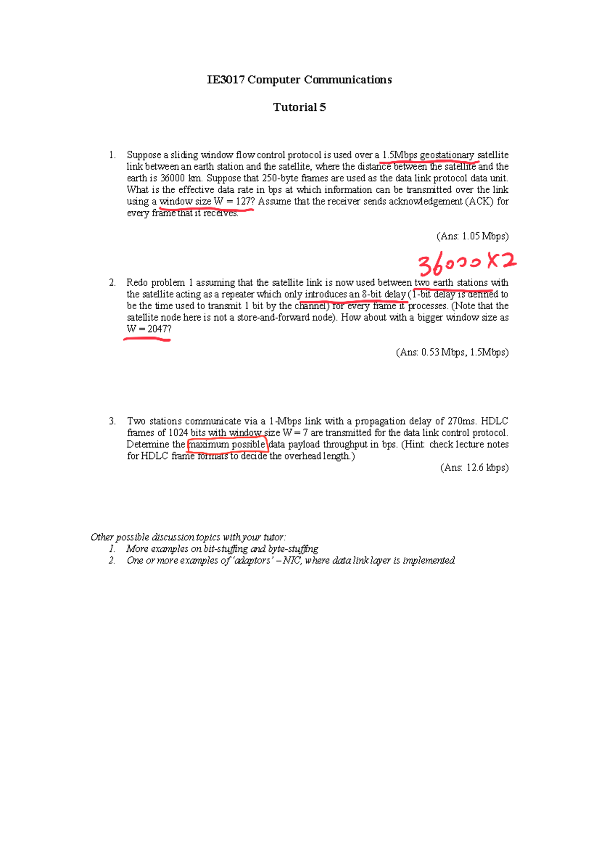 IE3017 Tutorial 5 - Aaaaaaaaaaa - IE3017 Computer Communications ...