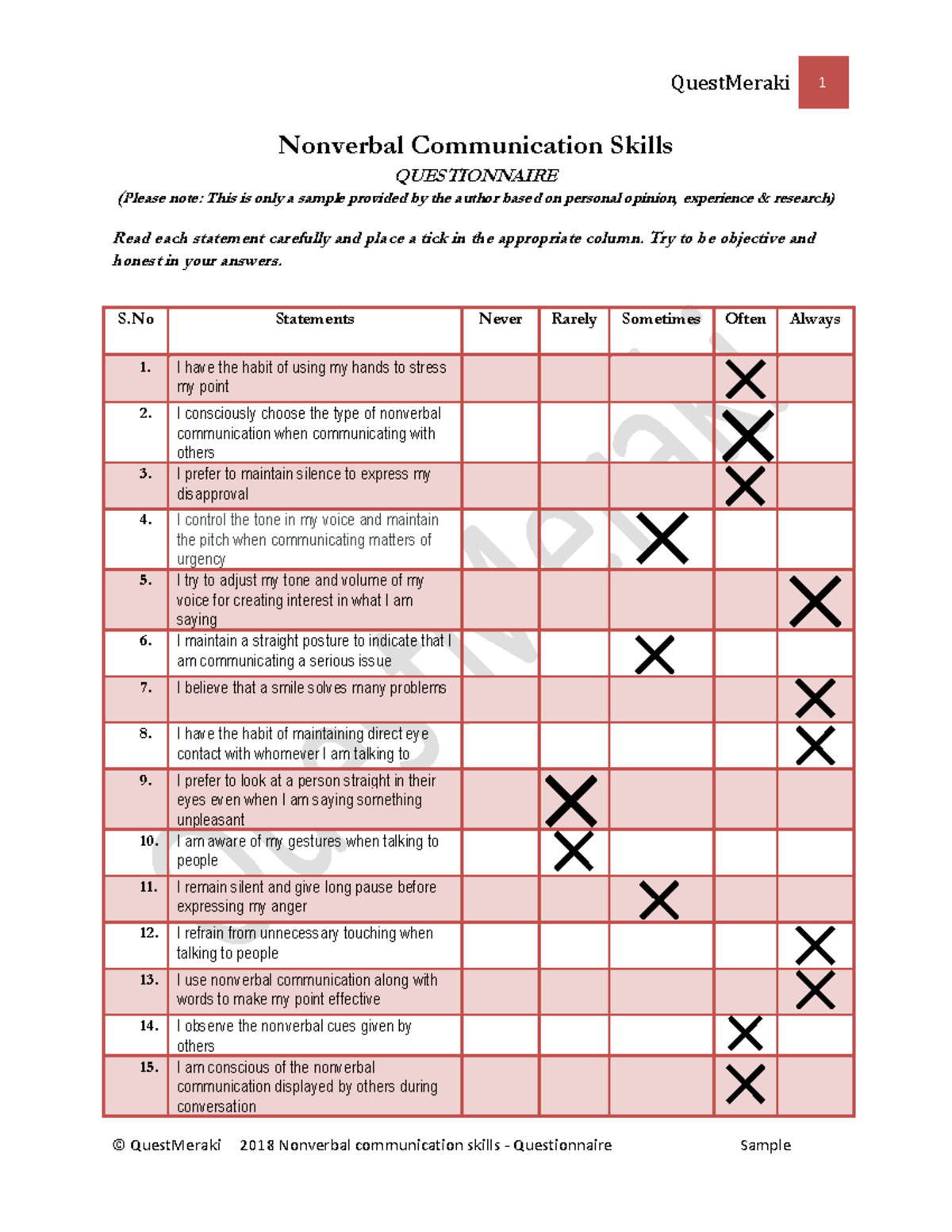 Questionnaire-Nonverbal-communication - Nonverbal Communication Skills ...