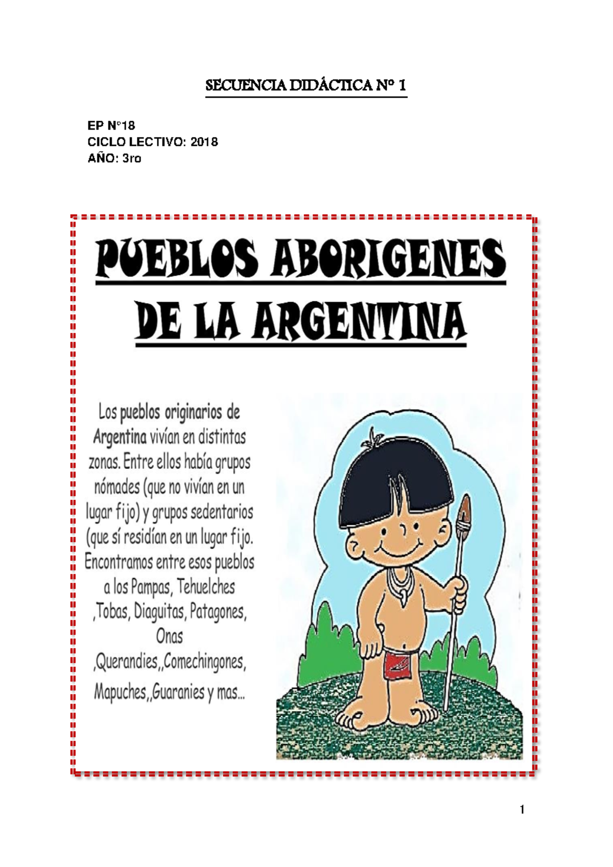 Secuencia N° 1 Pueblos Originarios - SECUENCIA DIDÁCTICA N° 1 EP N ...