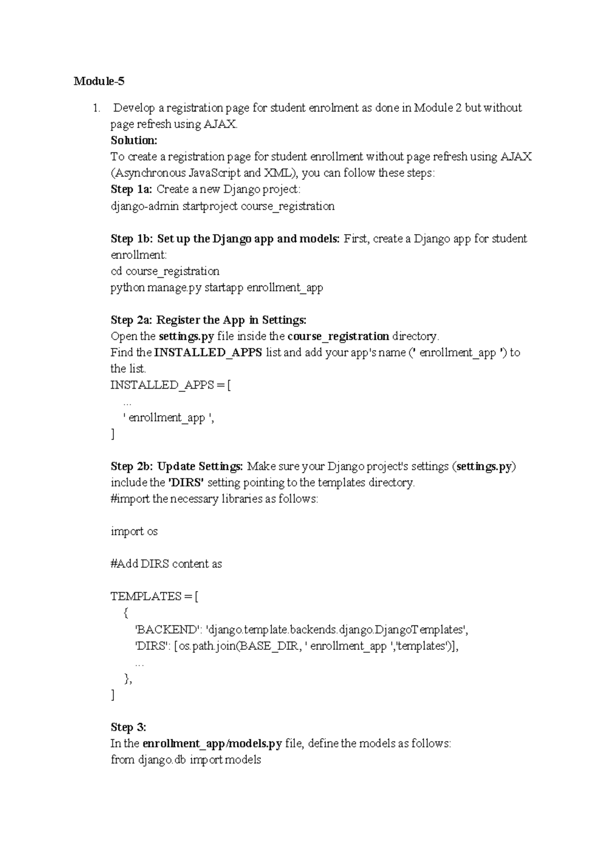 Module-5 Pgms - Computer Networks - Module- 5 1. Develop a registration ...