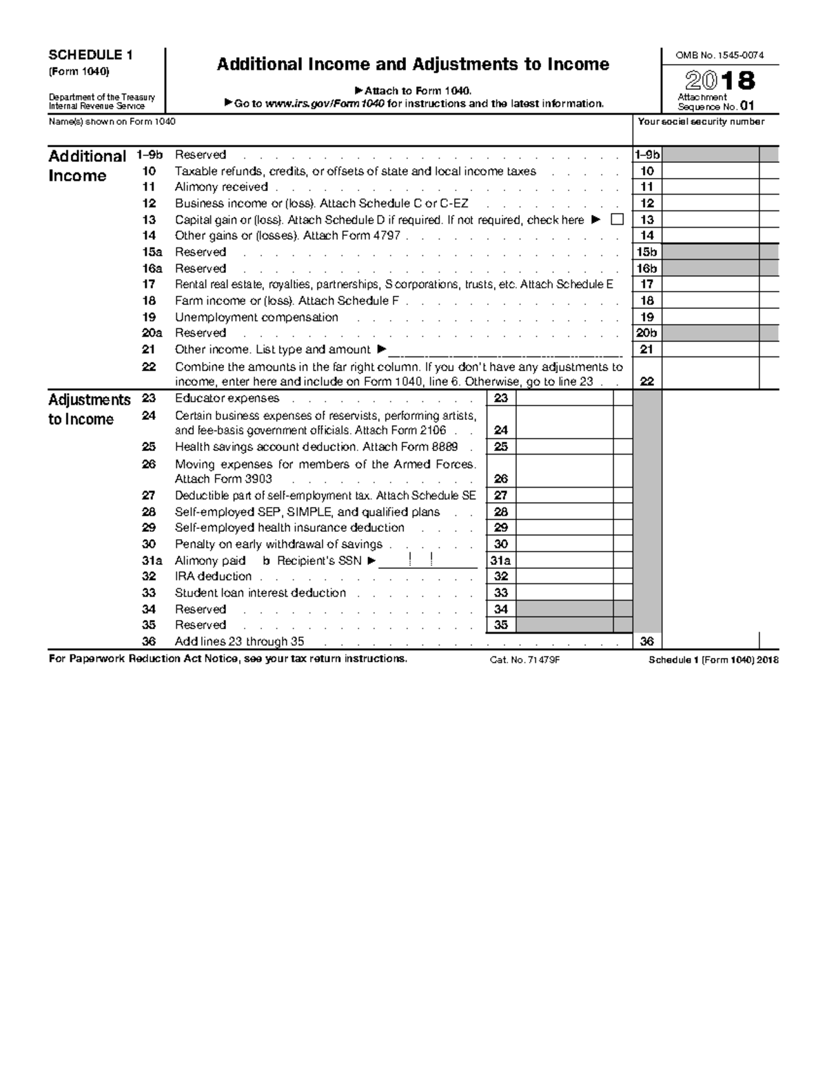 ACC 330 Schedule 1 worksheet document - SCHEDULE 1 OMB No. Additional ...