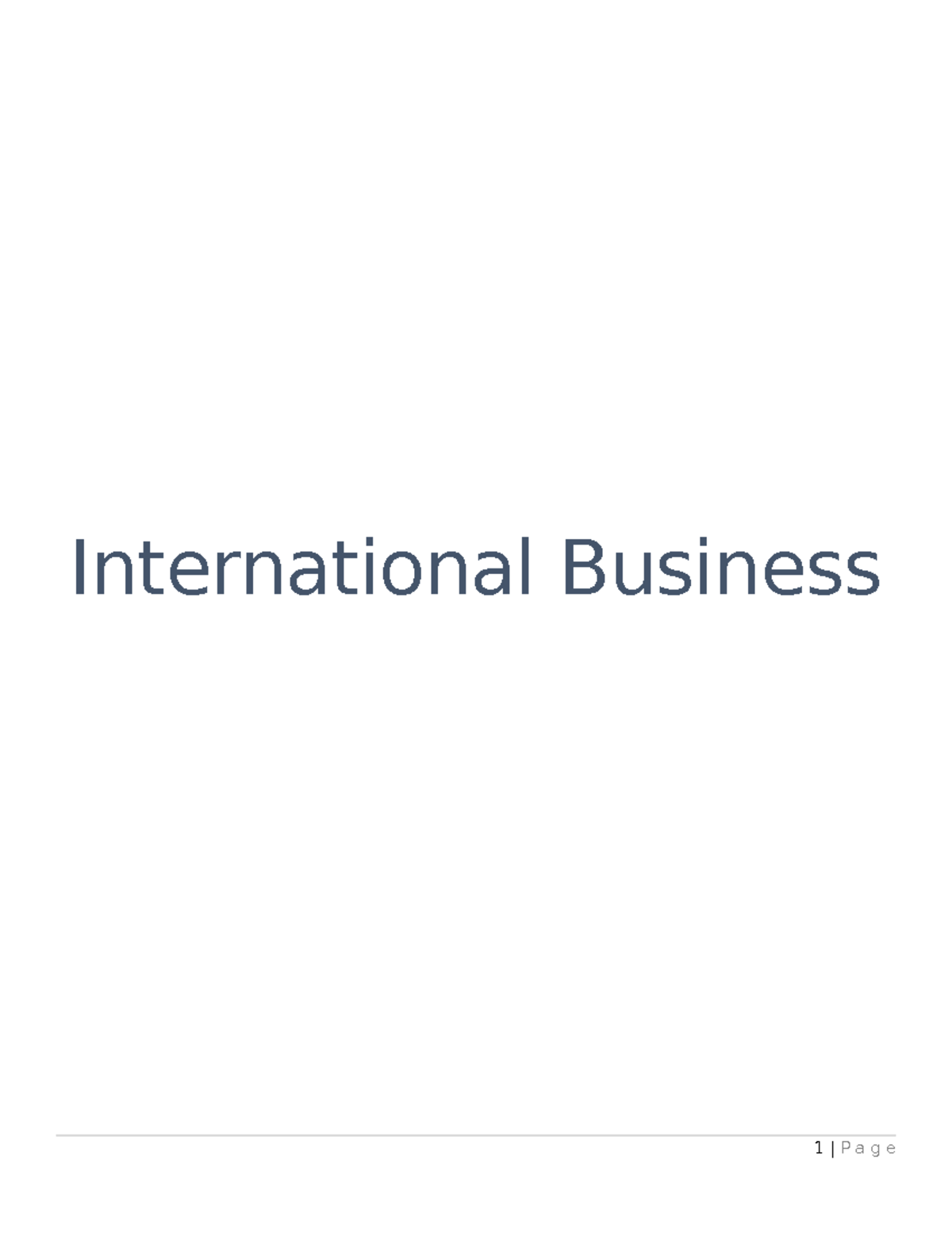 International Business Lecture and book notes - International Business ...