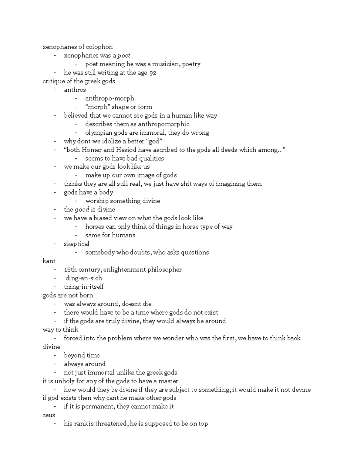 Phil notes - xenophanes of colophon - xenophanes was a poet - poet ...