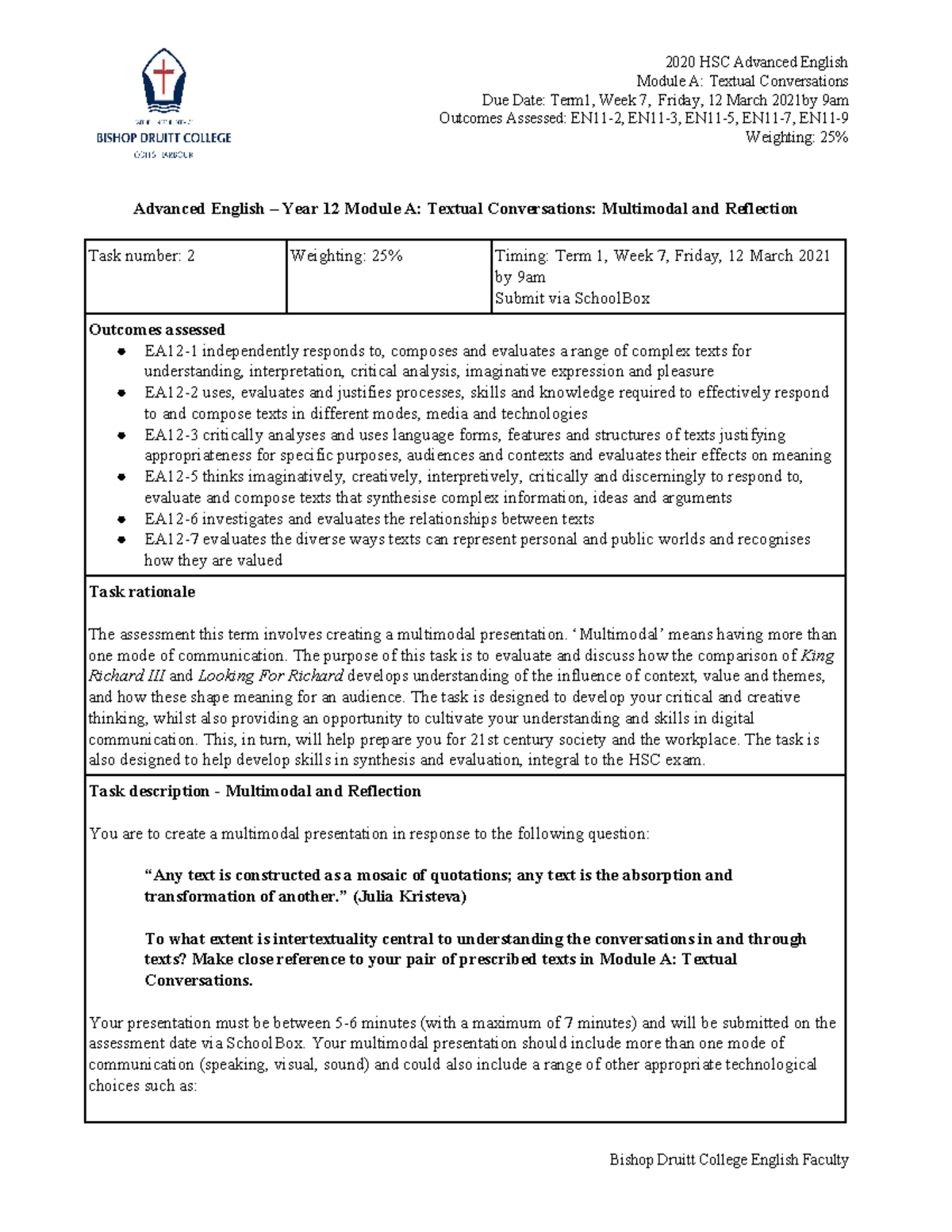 Eng Adv MOD A - Lecture notes 1, 3-7, 11 - 2020 HSC Advanced English ...