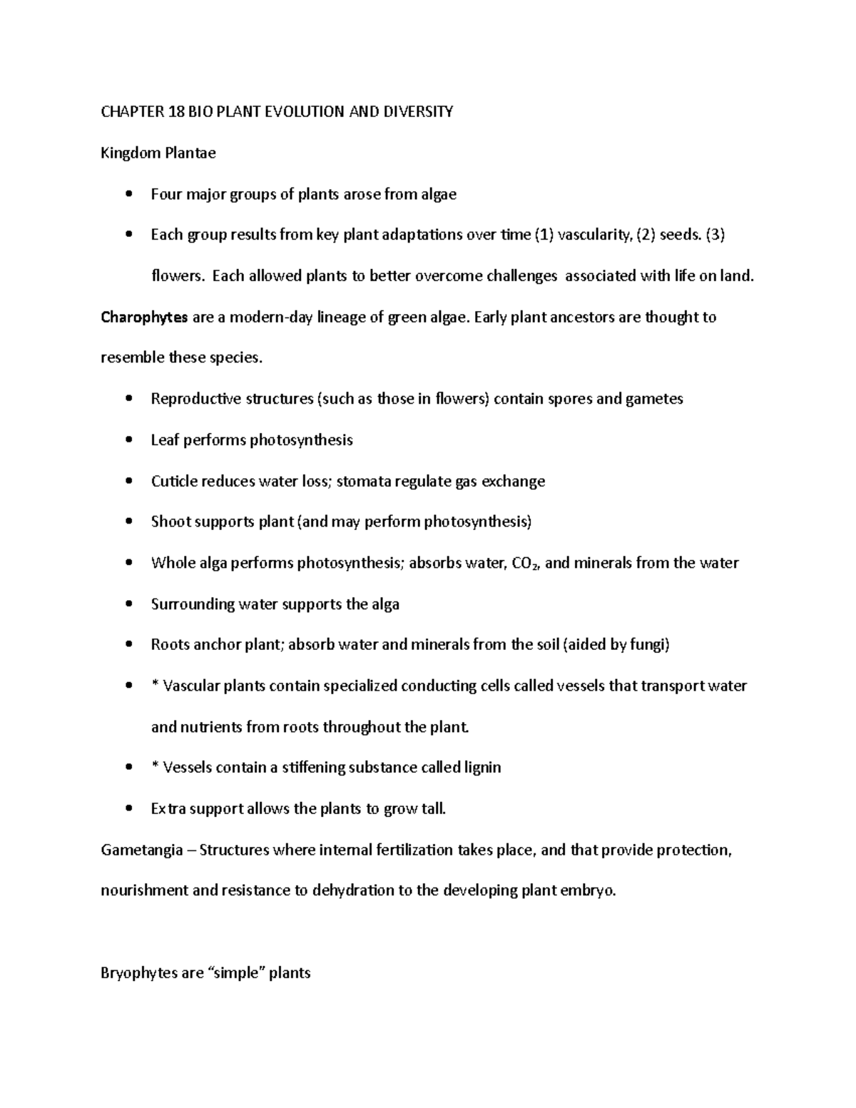 Chapter 18 Biology - CHAPTER 18 BIO PLANT EVOLUTION AND DIVERSITY ...