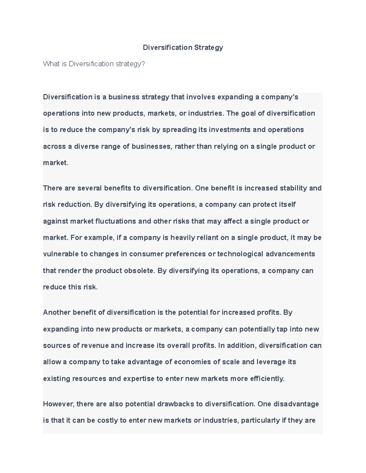Chapter 13 part 4 - Diversification Strategy What is Diversification ...