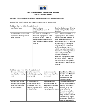 ENG 130 4-1 Thesis Template - ENG 130 Module Four Decision Tree ...